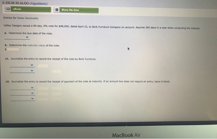 Solved 6. EX.08-20.ALGO (Algorithmic) eBook 圖 Show Me How | Chegg.com