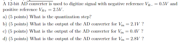 Solved A 12-bit AD converter is used to digitize signal with | Chegg.com