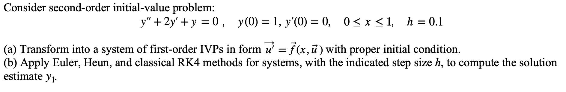 Solved Consider second-order initial-value | Chegg.com