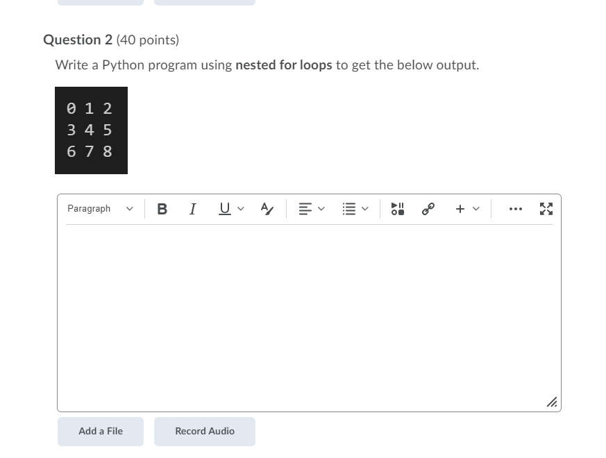 Solved Question 2 (40 points) Write a Python program using | Chegg.com