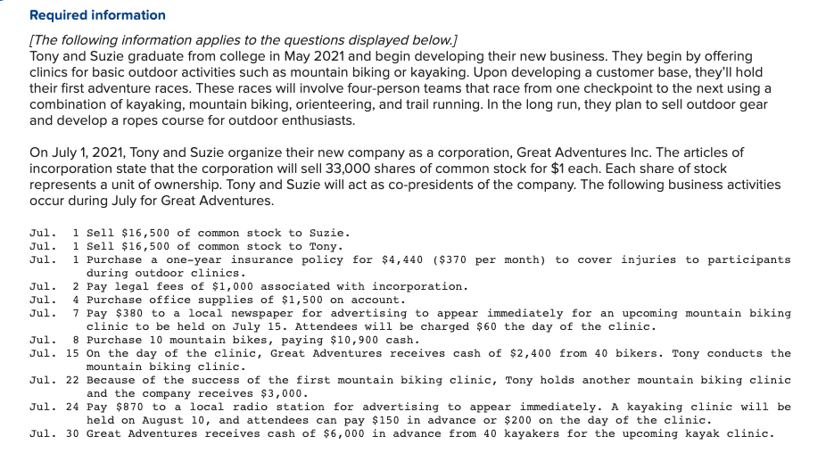 Solved Required information [The following information | Chegg.com
