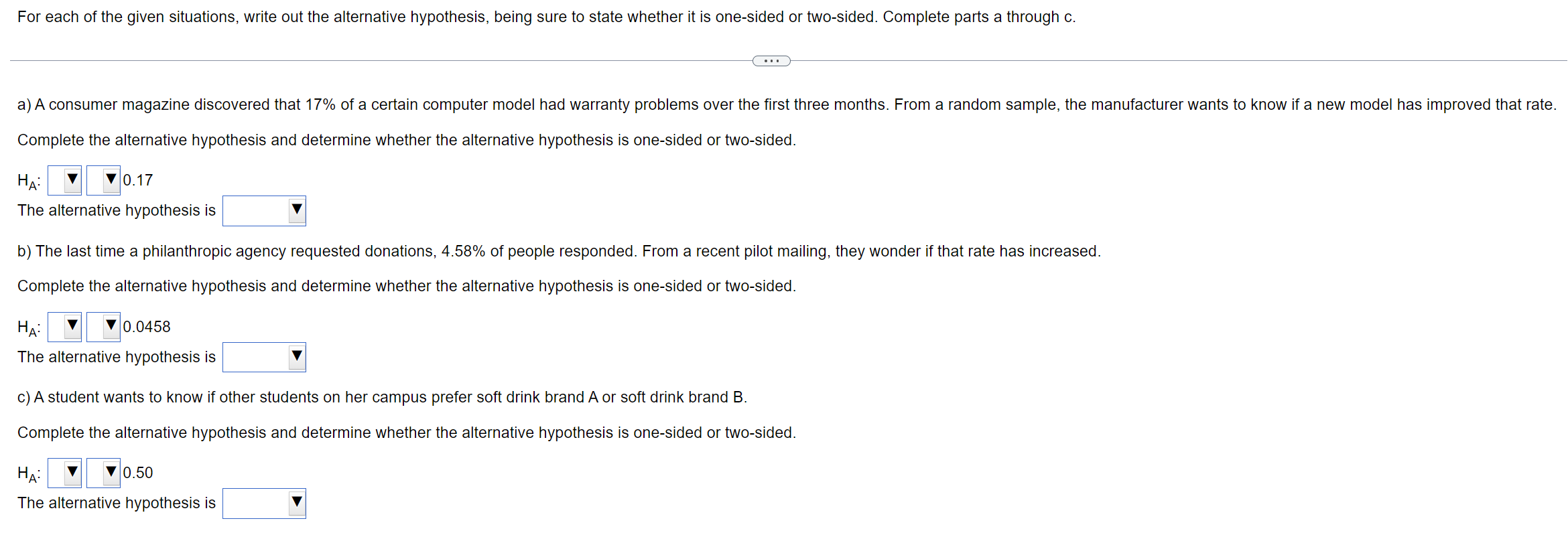 Solved For each of the given situations, write out the | Chegg.com