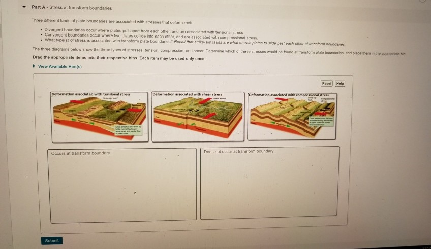 Solved . t t Part A Stress at transform boundaies Three | Chegg.com