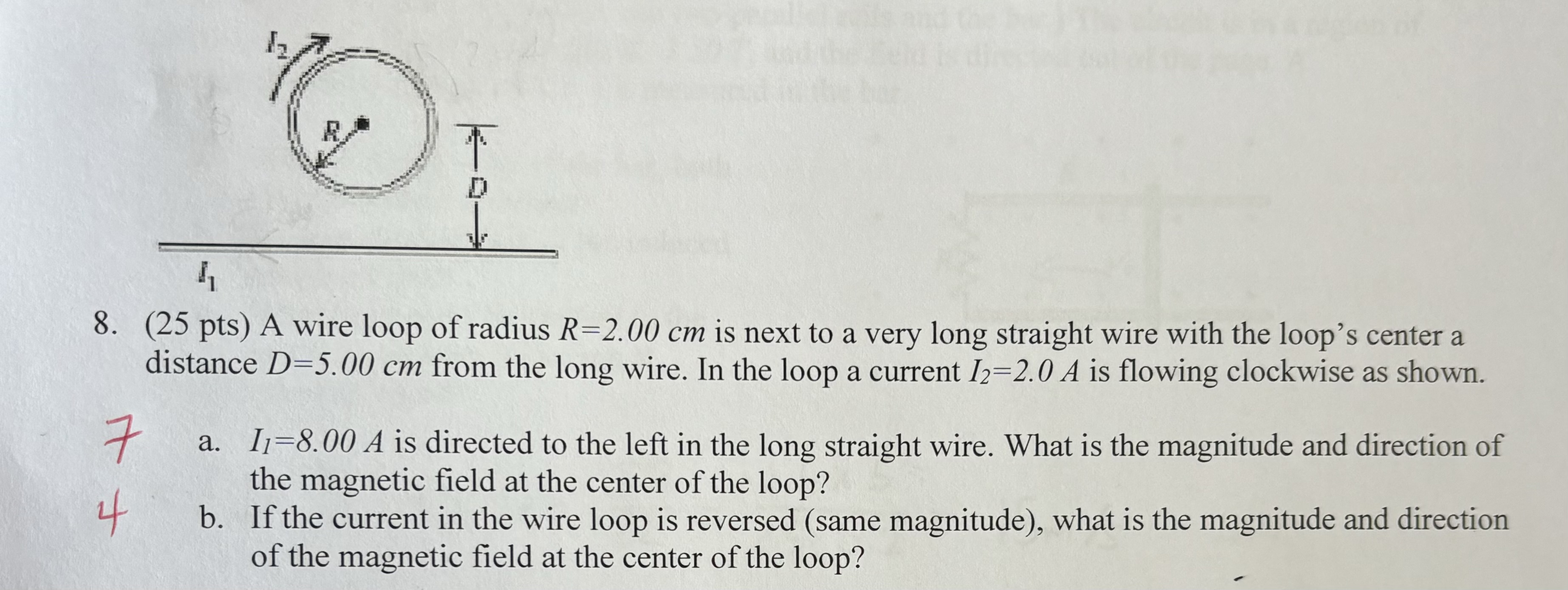 Solved ( 25pts ) ﻿A wire loop of radius R=2.00cm ﻿is next to | Chegg.com