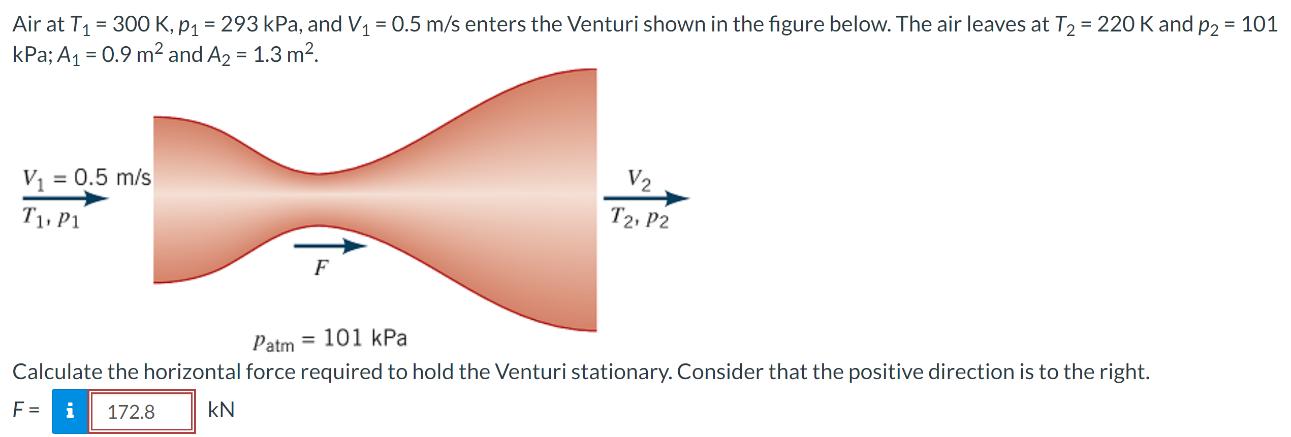 Solved = = Air at T1 = 300 K, p1 = 293 kPa, and V1 = 0.5 m/s | Chegg.com