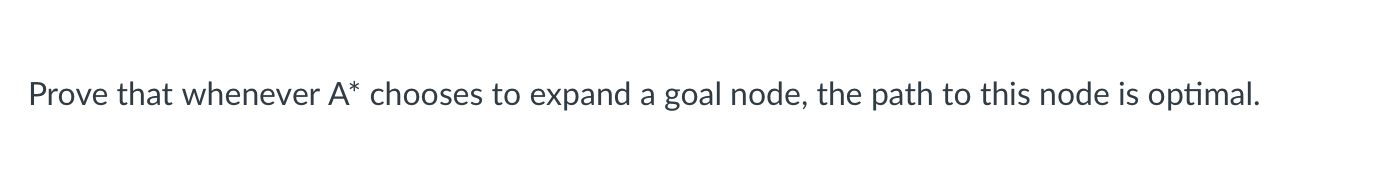 Solved Prove that whenever A* chooses to expand a goal node, | Chegg.com