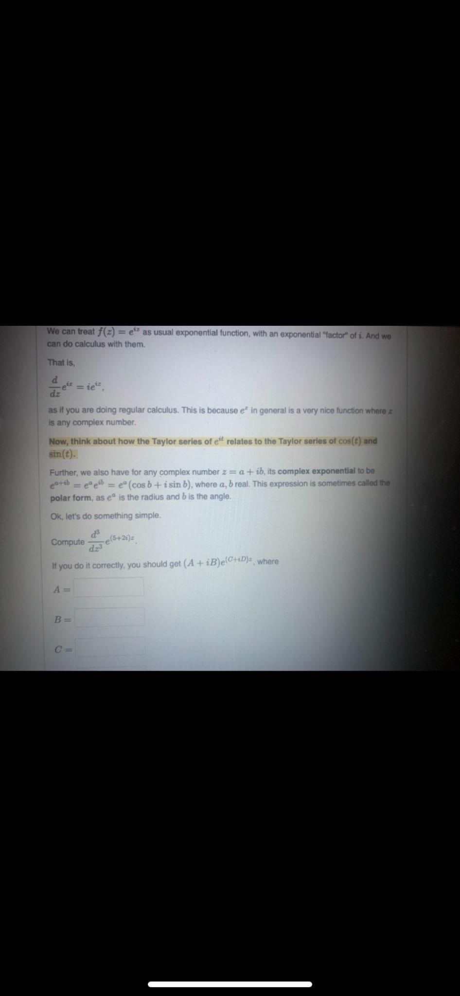 Solved We can treat f(z)=eiz as usual exponential function, | Chegg.com