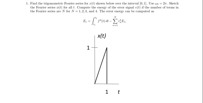 Solved 1. Find the trigonometric Fourier series for r(t) | Chegg.com