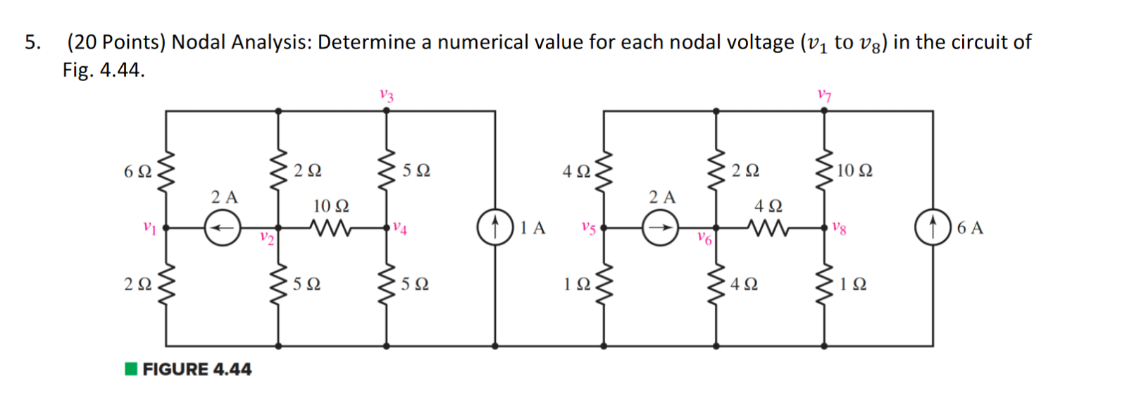 Solved (20 Points) Nodal Analysis: Determine a numerical | Chegg.com