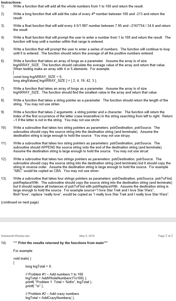 Solved Instructions: 1) Write a function that will add all | Chegg.com