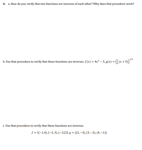 Solved 4. a. How do you verify that two functions are | Chegg.com