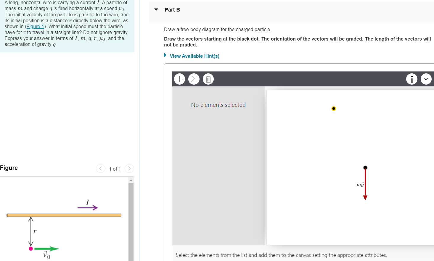 Solved A long, horizontal wire is carrying a current I. A | Chegg.com