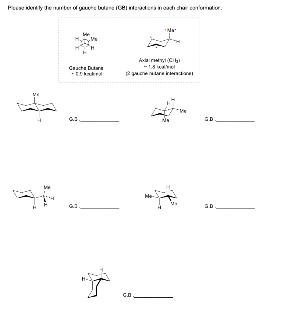 Solved Please identify the number of gauche butane (GB) | Chegg.com