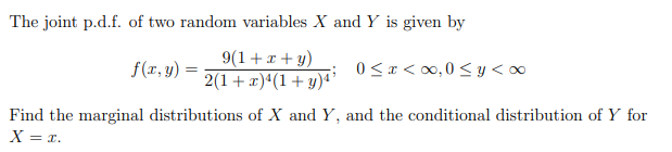 Solved The joint p.d.f. of two random variables X and Y is | Chegg.com