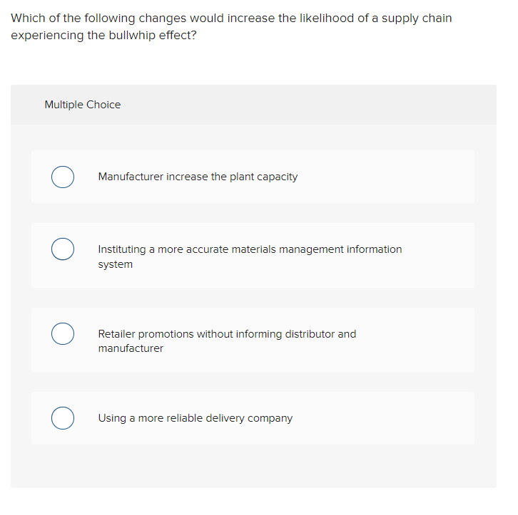 Solved Which of the following changes would increase the | Chegg.com