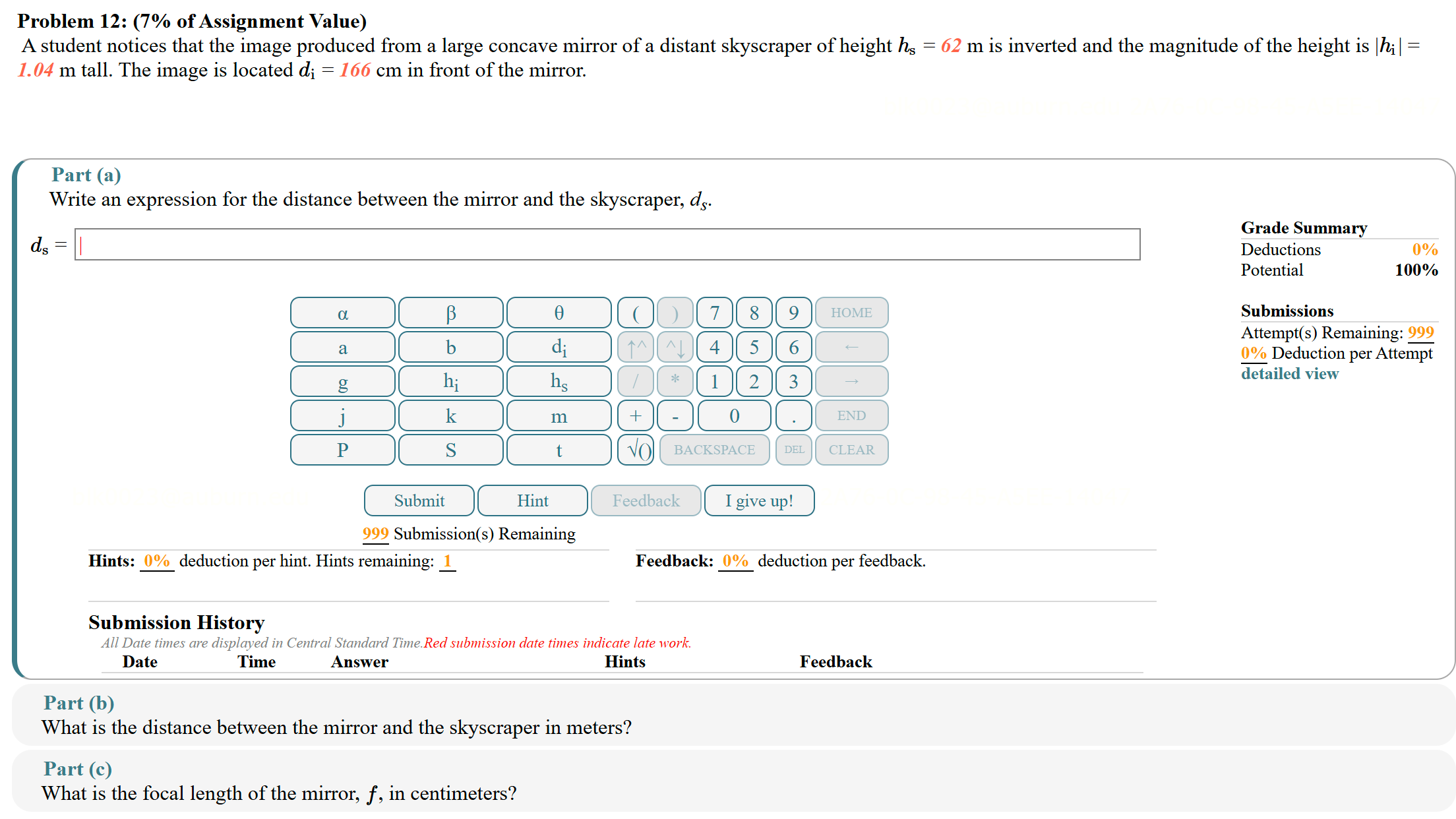 Solved Problem 12: (7\% ﻿of Assignment Value)A student | Chegg.com