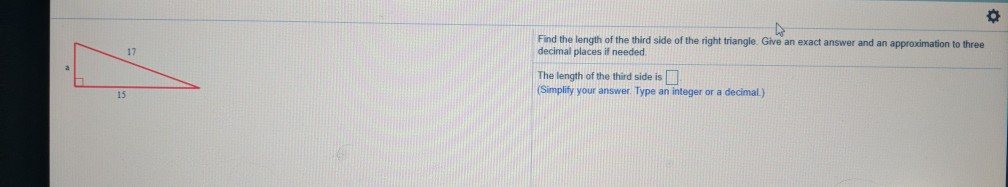 Solved Find the length of the third side of the right | Chegg.com