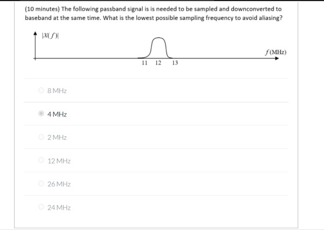Solved (10 minutes) The following passband signal is is | Chegg.com