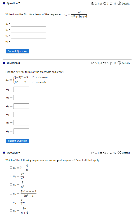 Solved Write down the first four terms of the sequence: | Chegg.com