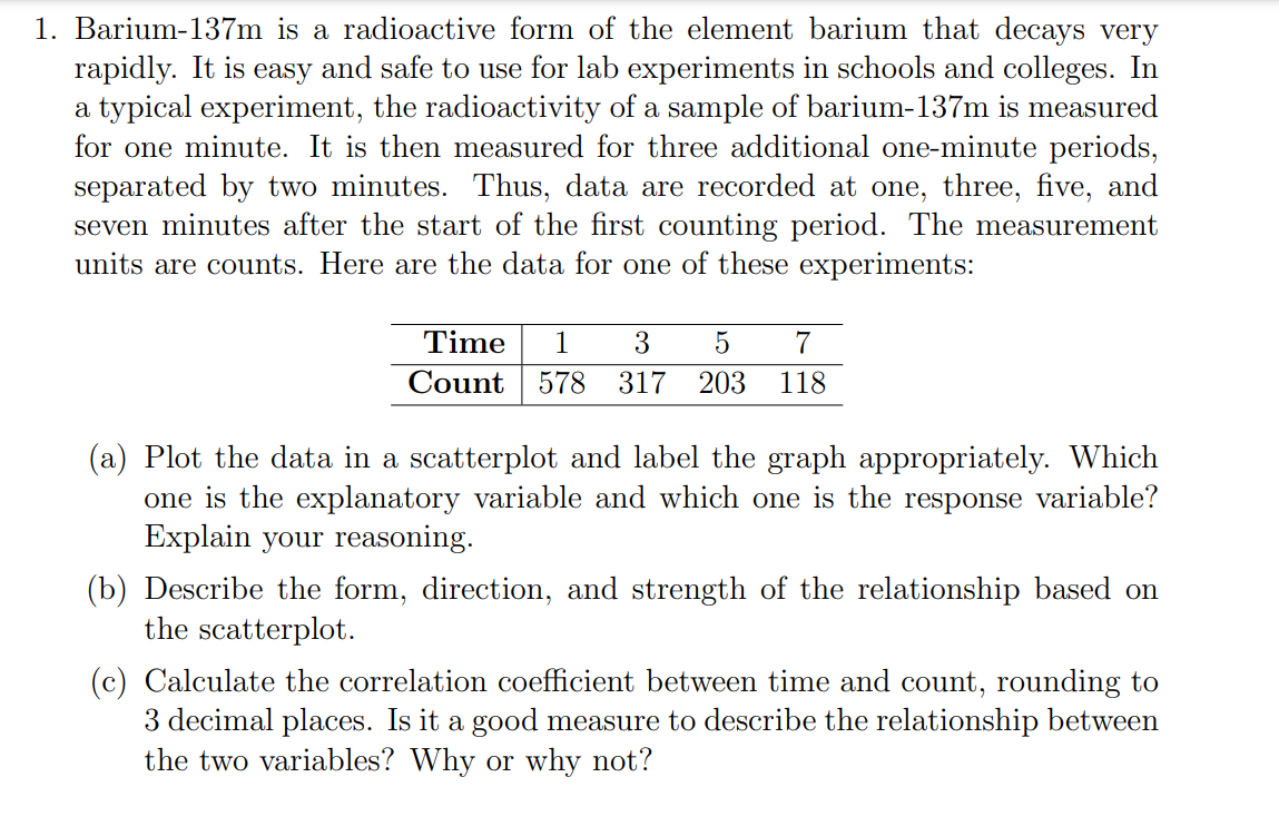 Solved Barium- 137 m is a radioactive form of the element | Chegg.com