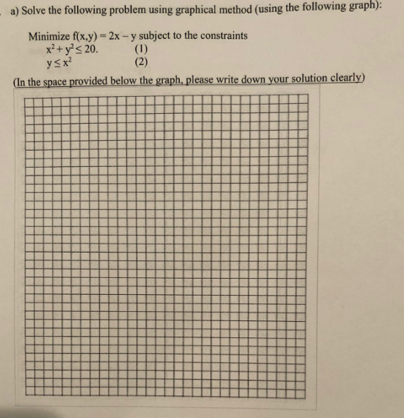 Solved a) Solve the following problem using graphical method | Chegg.com