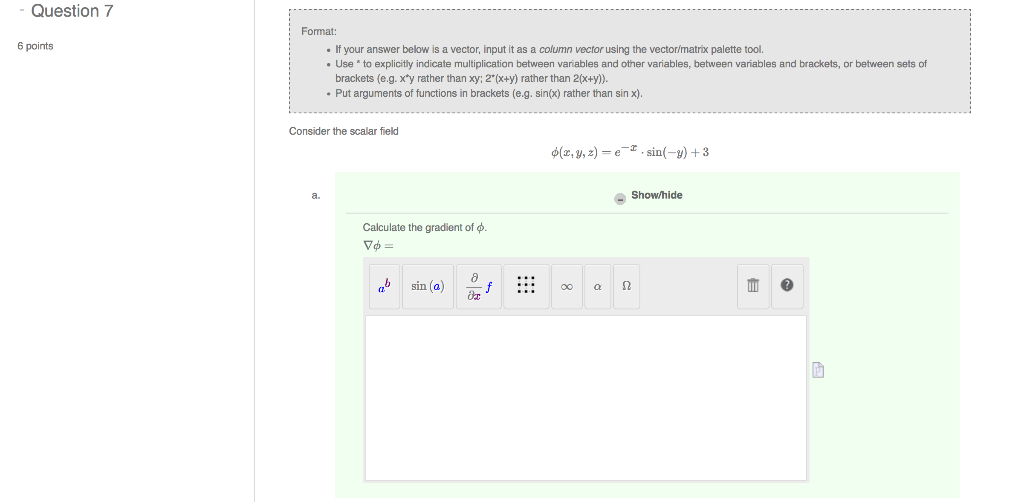 Solved Question 7 6 points Format: • If your answer below is | Chegg.com