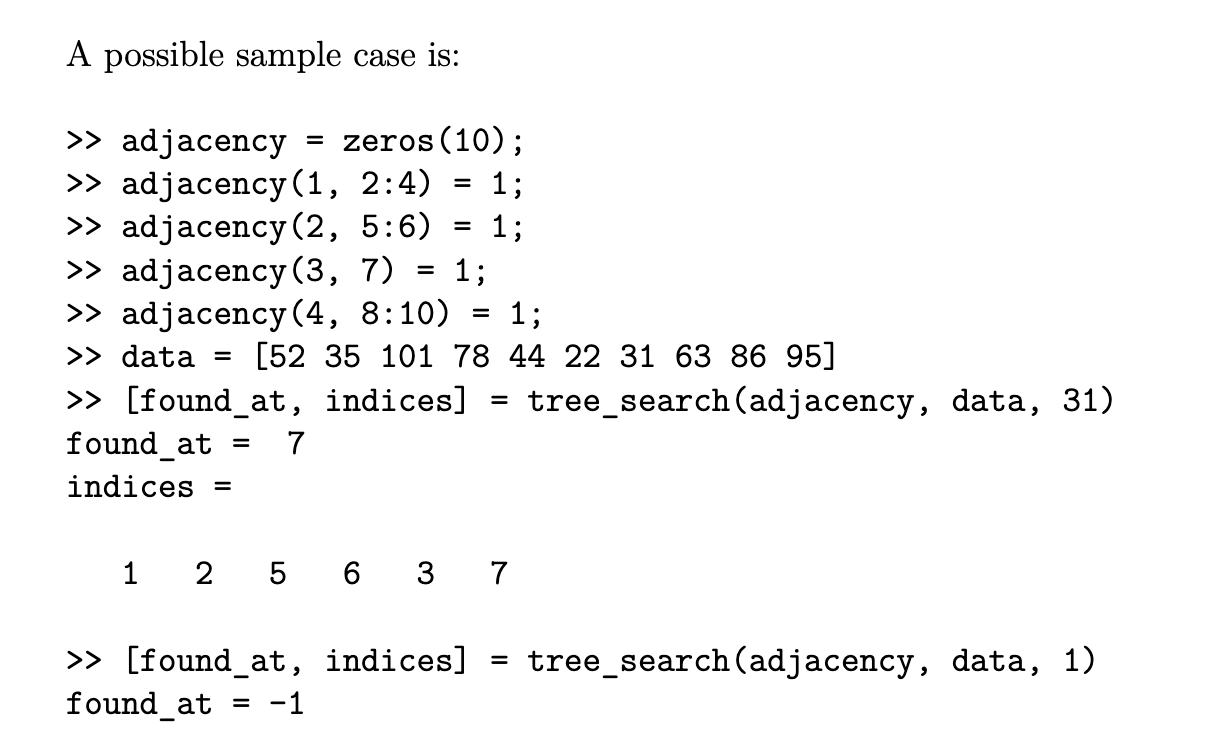 A possible sample case is: > = > >> adjacency = | Chegg.com