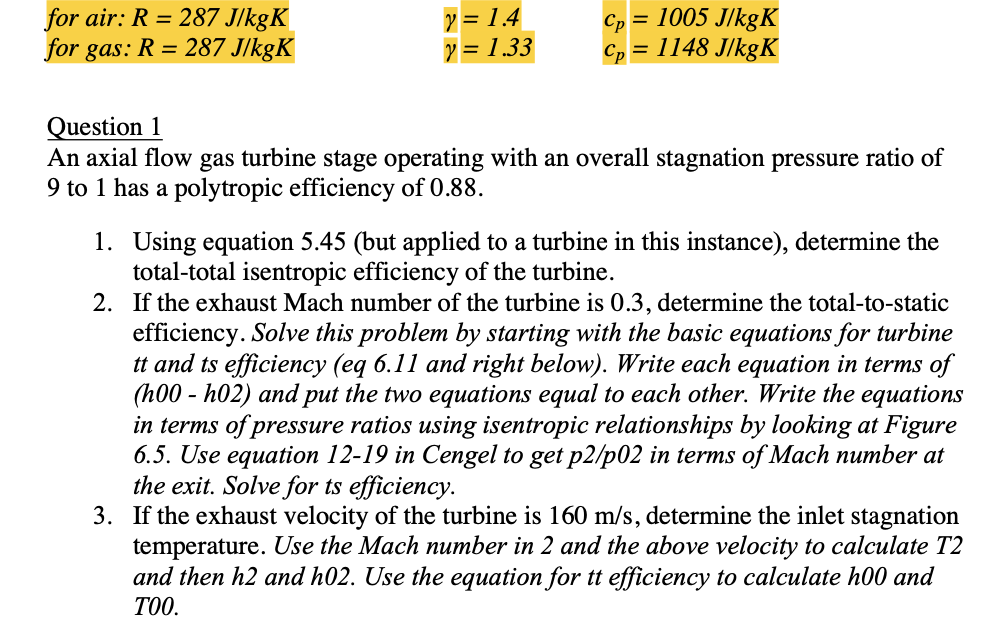 ср = for air: R = 287 J/kgK for gas: R = 287 J/kgK y | Chegg.com