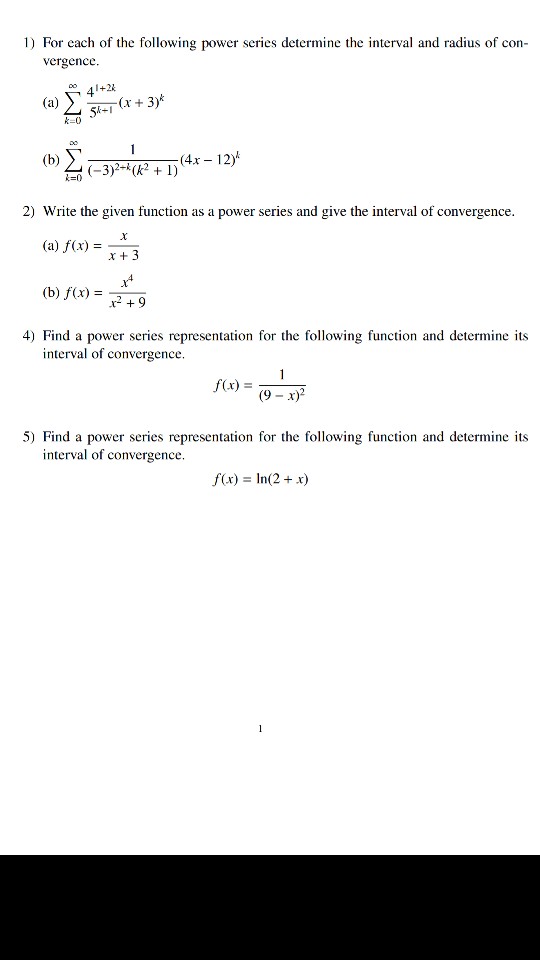 Solved 1) For each of the following power series determine | Chegg.com