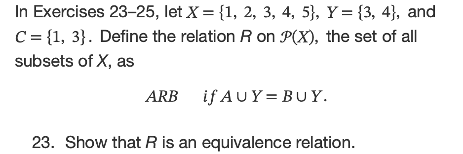 Solved In Exercises 23-25, let X={1,2,3,4,5},Y={3,4}, and | Chegg.com