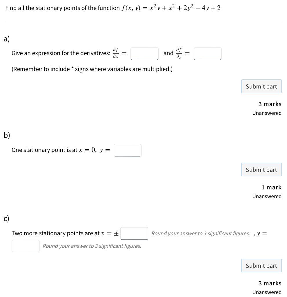 Solved Find all the stationary points of the function f(x, | Chegg.com
