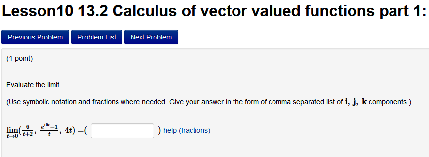 Solved Lesson10 13.2 Calculus of vector valued functions | Chegg.com