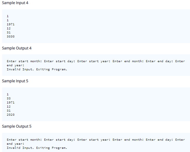 Solved PYTHON Create a program that checks if start date | Chegg.com