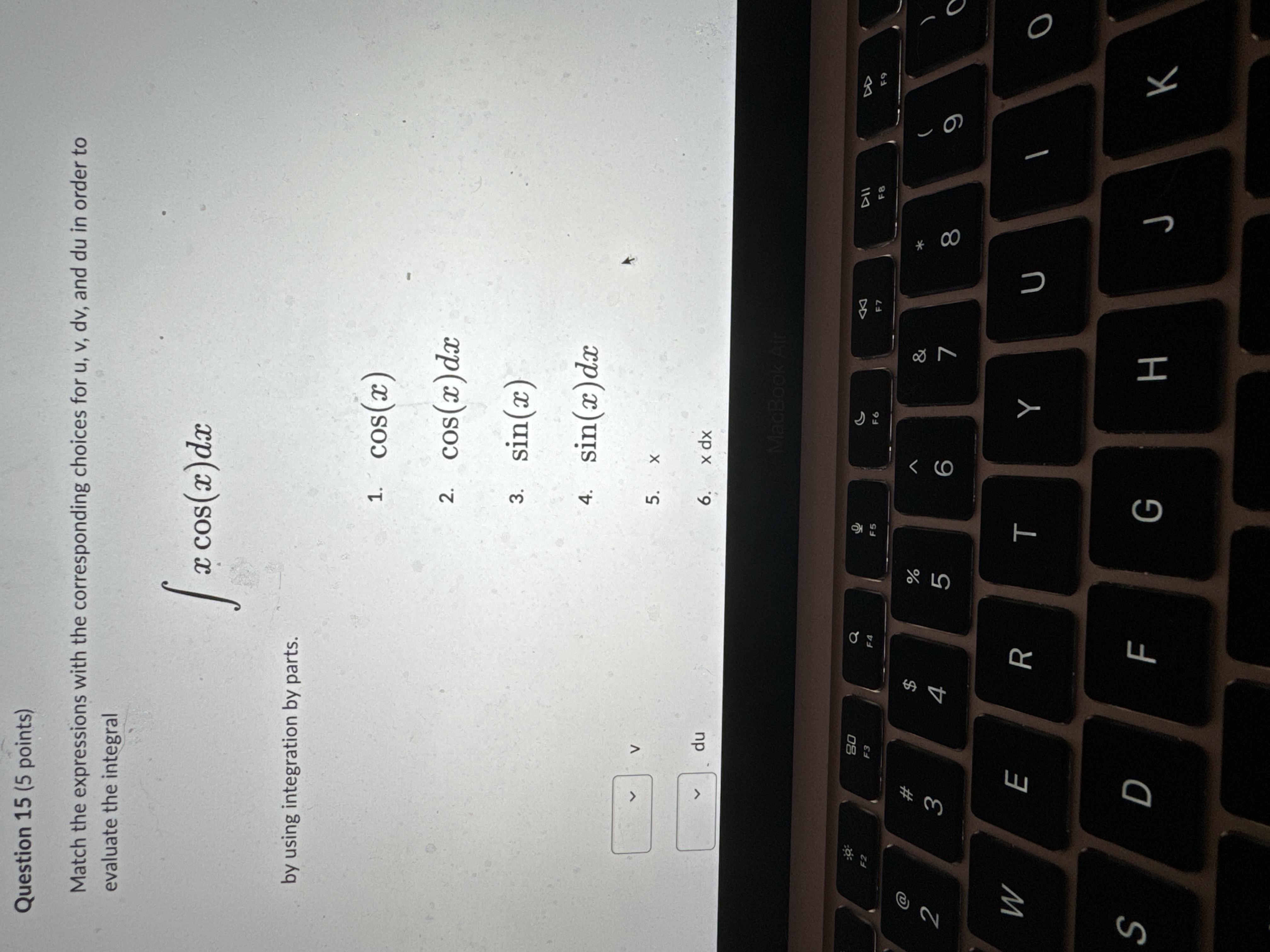 Solved Question 15 (5 ﻿points)Match the expressions with the | Chegg.com
