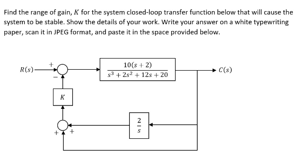 Solved Find the range of gain, K for the system closed-loop | Chegg.com