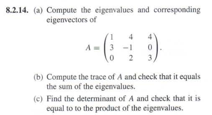 Solved 8.2.14. (a) Compute the eigenvalues and corresponding | Chegg.com