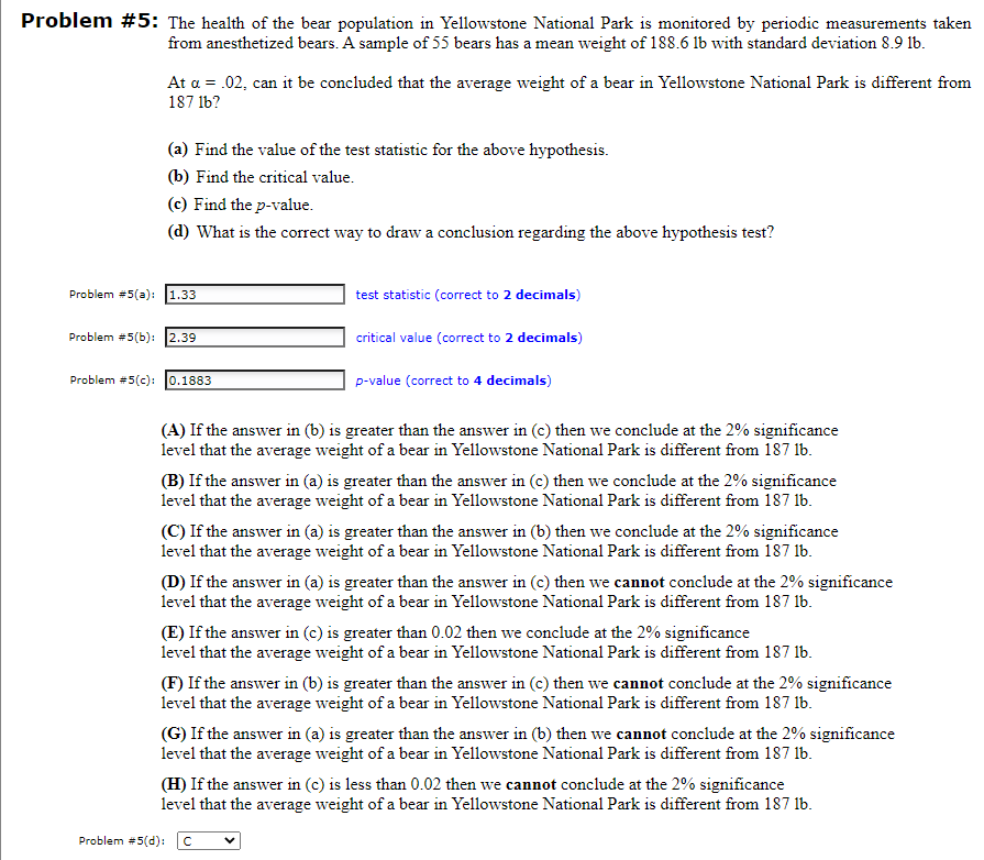 Solved Answers 5a) is 1.33 and 5d) is C. B and C are wrong. | Chegg.com