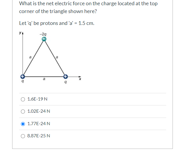 Solved What is the net electric force on the charge located | Chegg.com