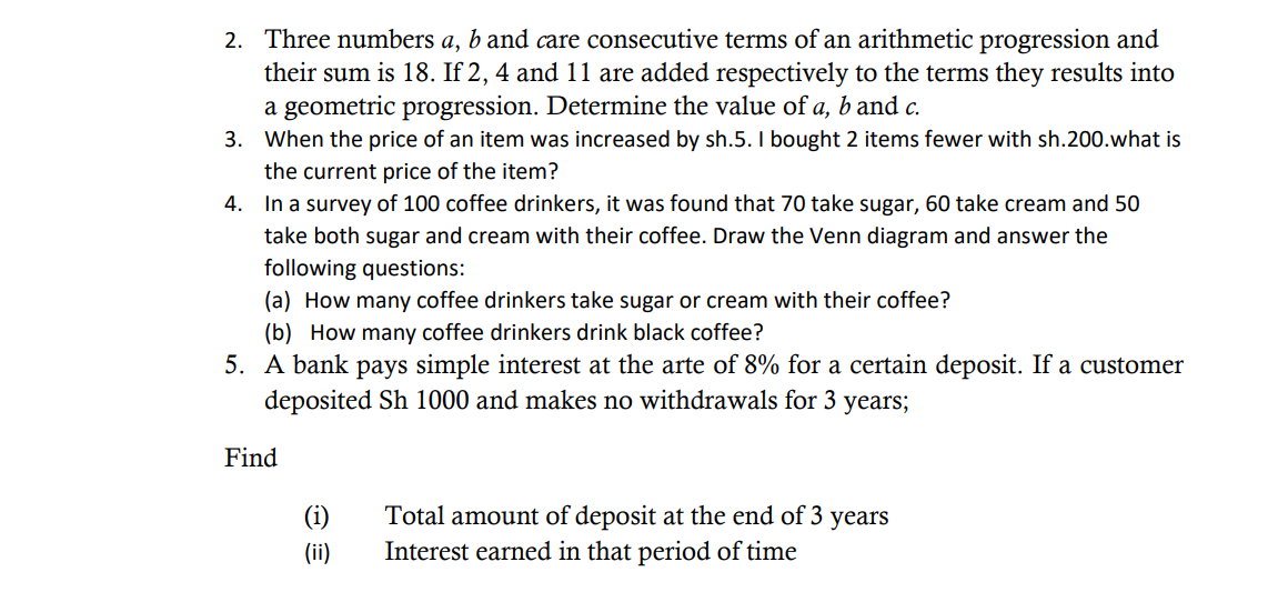 Solved 2. Three numbers a,b and care consecutive terms of an | Chegg.com