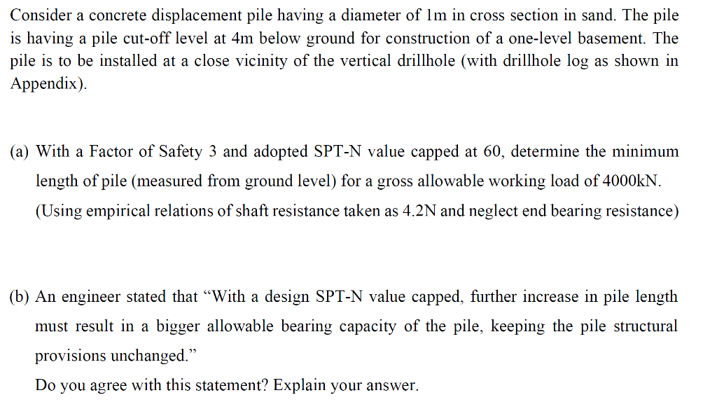 Solved Consider a concrete displacement pile having a | Chegg.com