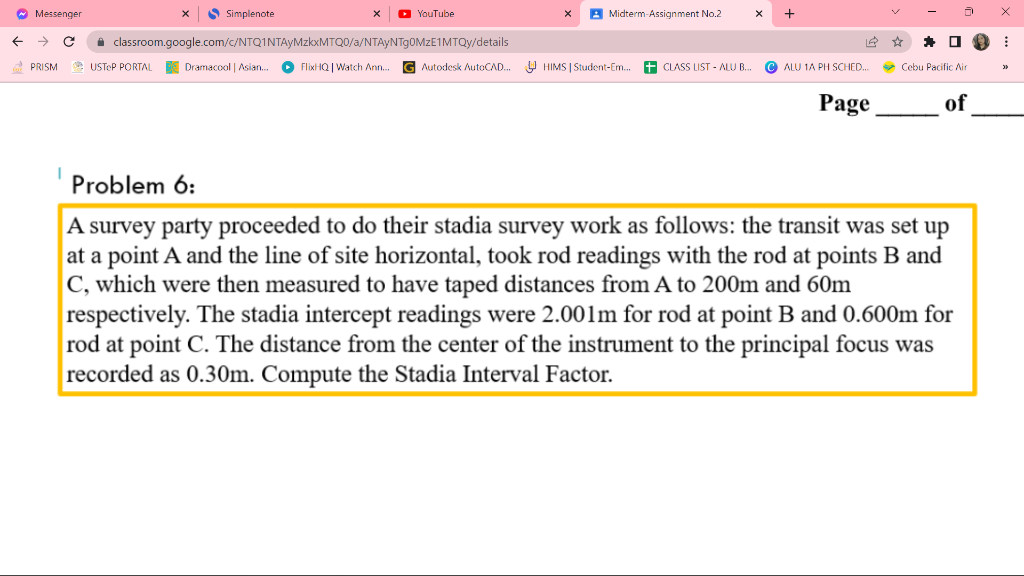 Solved A survey party proceeded to do their stadia survey | Chegg.com