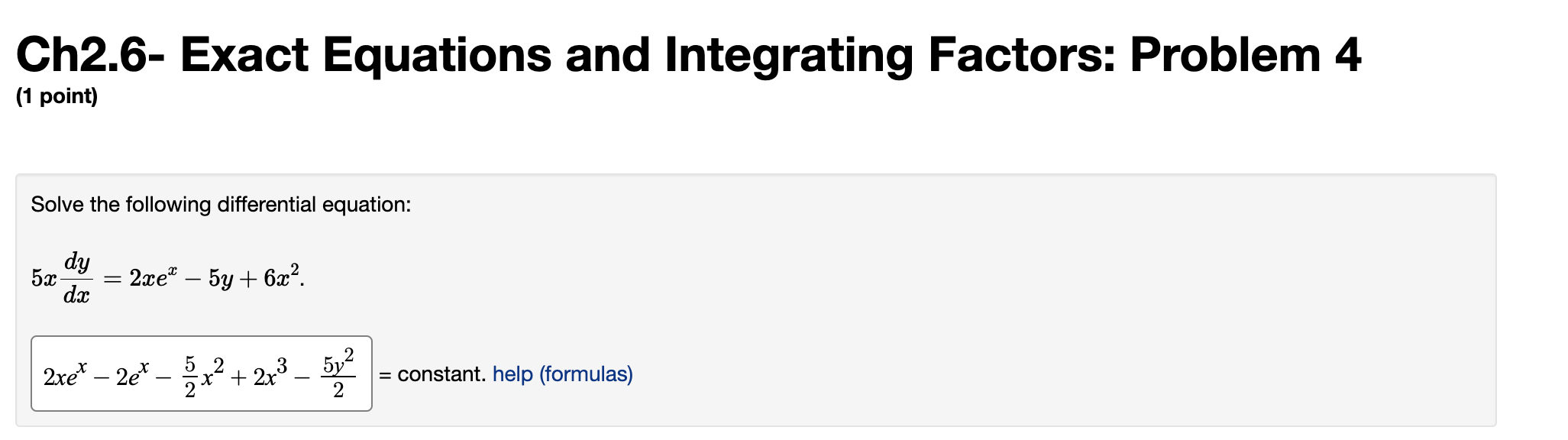 Solved Ch2.6- Exact Equations and Integrating Factors: | Chegg.com