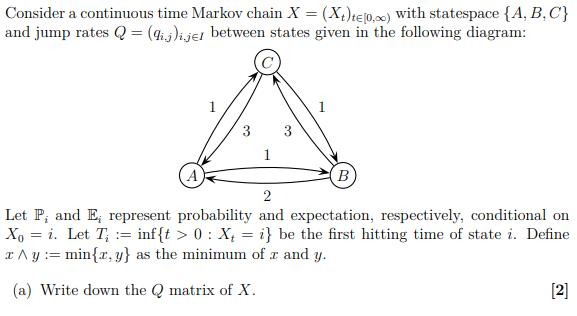 Consider a continuous time Markov chain X = | Chegg.com