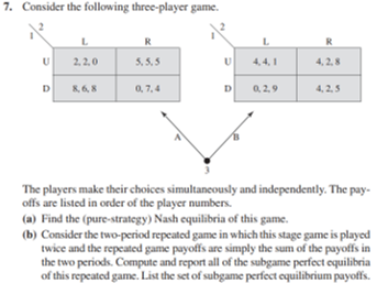 7. Consider the following three-player game. The | Chegg.com