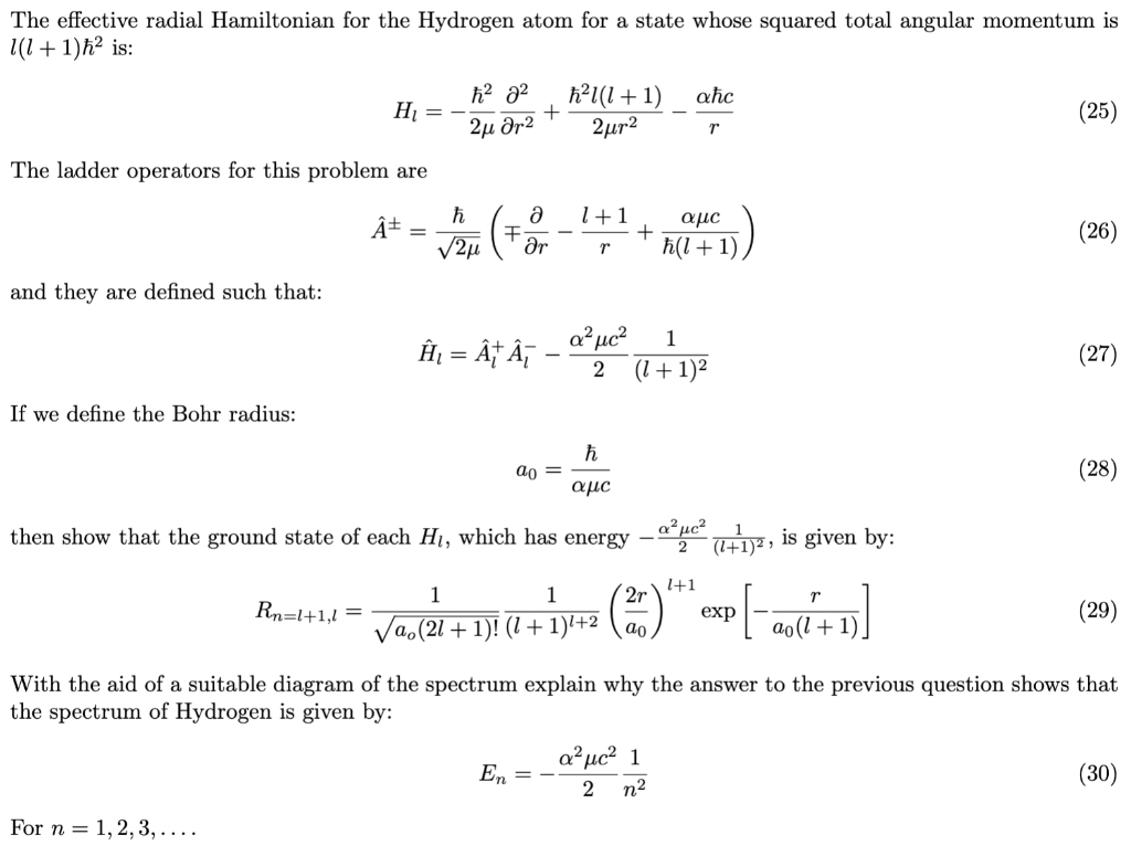 Solved The effective radial Hamiltonian for the Hydrogen | Chegg.com