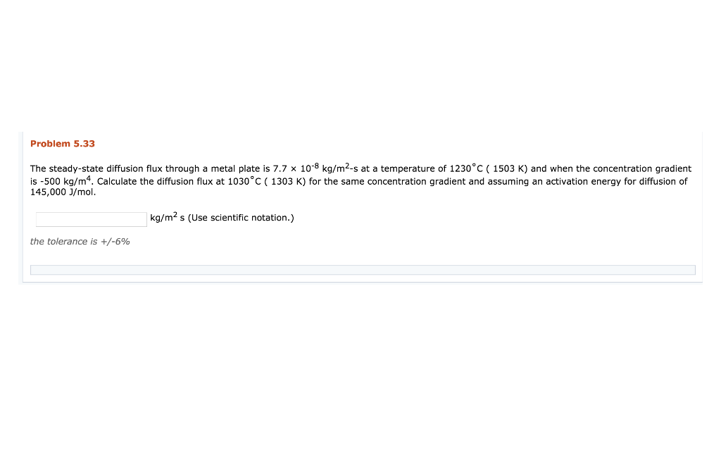 Solved Problem 5.33 The steady-state diffusion flux through | Chegg.com