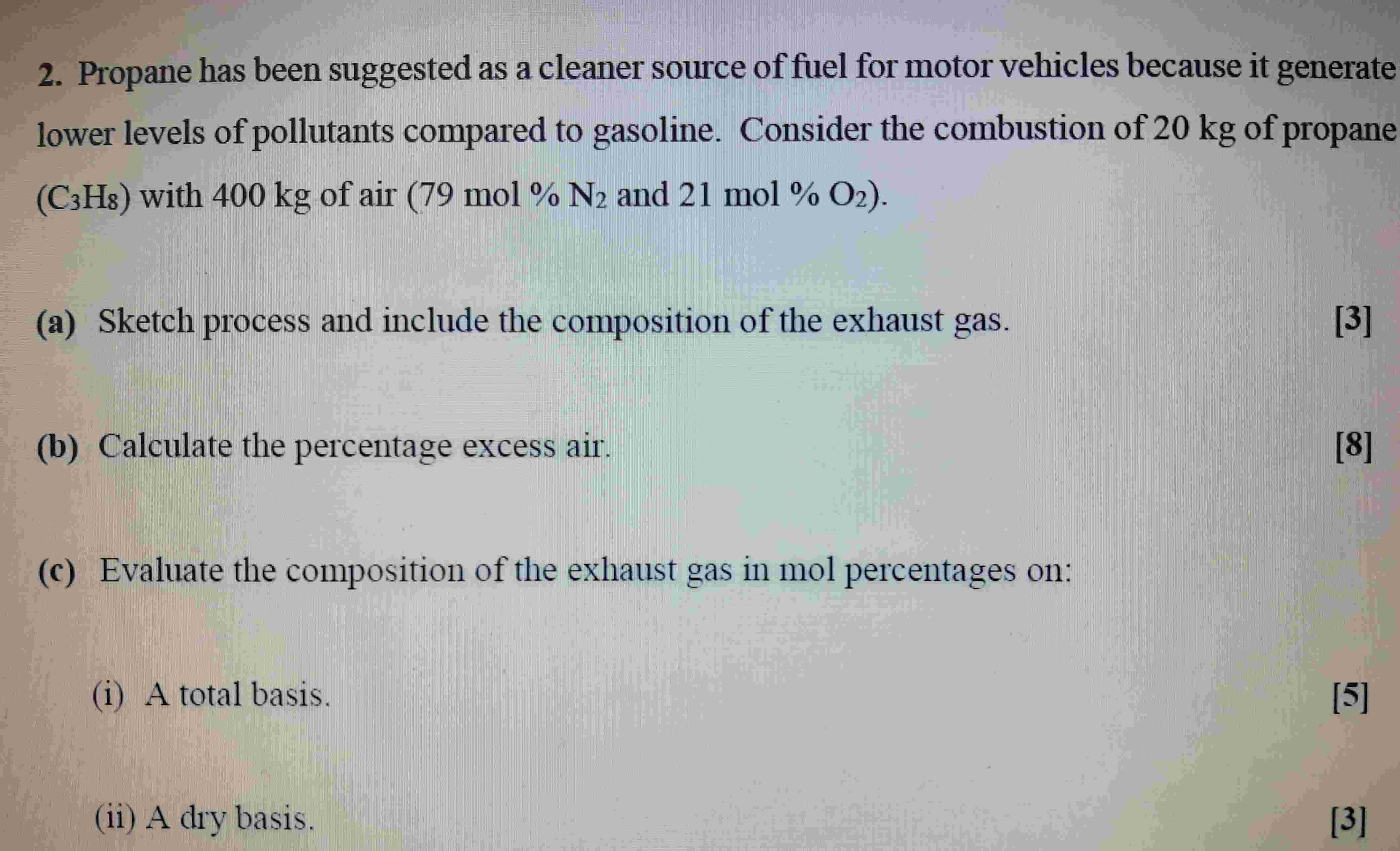 Solved Propane has been suggested as a cleaner source of | Chegg.com