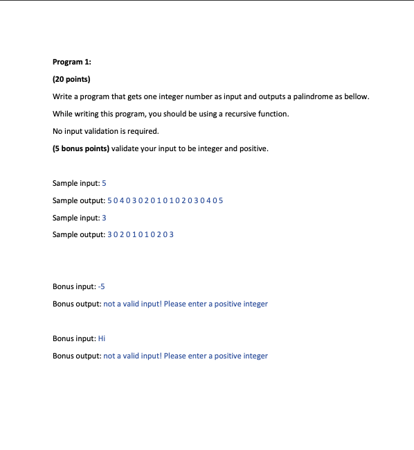 Solved Program 1: (20 points) Write a program that gets one | Chegg.com