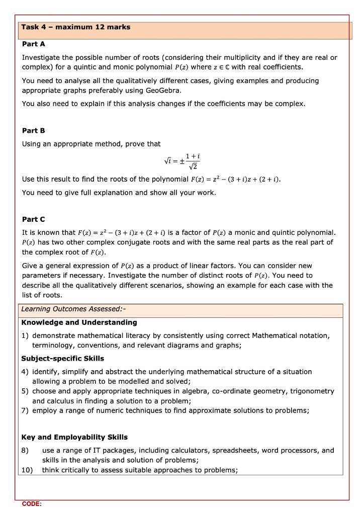 Solved Task 4 - maximum 12 marks Part A Investigate the | Chegg.com