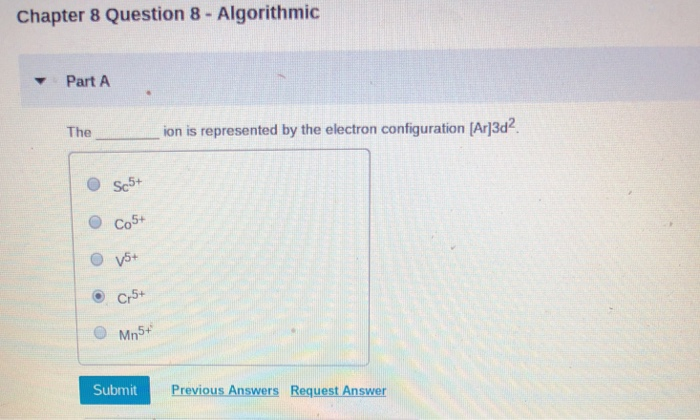 Solved Chapter 8 Question 8-Algorithmic Part A The ion is | Chegg.com